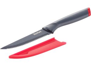 3168430276109 - Steakmesser TEFAL Fresh Kitchen grau rot B17mm Edelstahl Kunststoff Essmesser 11 cm Klingen aus rostfreiem Stahl Titan-Versiegelung Klingenschutz