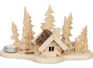 4260649063149 - Räuchermännchen SAICO ORIGINAL Schnitzerei und Räucherhaus für 1 Teelicht natur H22cm L13cm T10cm Holz Räucherdeko BxHxT 13x22x10 cm