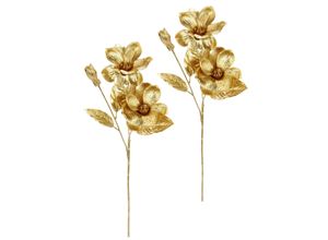 4019844818111 - Kunstblume IGEA Magnolie gold B18cm H68cm L14cm Polyester Kunstpflanzen 2er Set Dekoblume Metallic Effekt glänzende Weihnachtsdeko Blüten