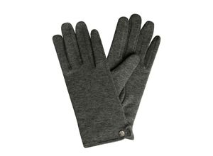 4042663343595 - Strickhandschuhe CAPELLI NEW YORK Damen grau (dunkelgrau unifarben) Jersey Materialmix meliert unifarben Handschuhe mit edlem Logoplättchen
