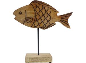 4056422137479 - Dekofigur AM DESIGN Fisch aus Mangoholz und Metall braun B5cm H15cm T15cm Holzwerkstoff Metall Dekofiguren Osterdekoration in drei Größen