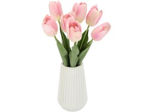 4019844754204 - Kunstblume IGEA Real-Touch-Tulpen Kunstpflanzen Gr B H L 17 cm x 33 cm x 17 cm 1 St rosa (dunkelrosa) Kunst-Blumen Kunstpflanzen Vase aus Keramik