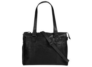 8718749082332 - Shopper SPIKES & SPARROW Damen Gr B H T 42cm x 32cm x 12cm onesize schwarz Leder vintage Taschen echt Leder
