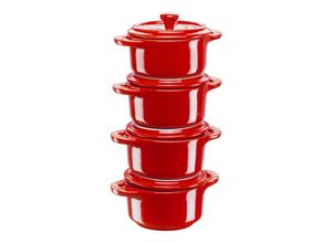 3272340049958 - Ceramique Cocotte Set 4-tlg rund Kirsch-Rot Keramik