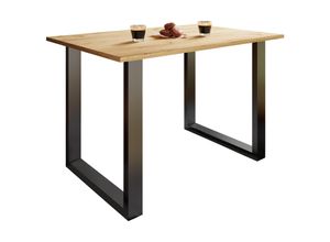 4051814433269 - Holzesstisch H 76 x B 140 x T 50 cm hochwertiges und massives Fußgestell Füße aus Eisen Küchentisch - Xona U