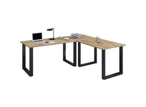 4051814433948 - Holz Schreibtisch Eckschreibtisch schlicht 190x160 L Form links oder rechts Arbeitstisch Platte 80 cm tief Computertisch Büromöbel - Lona U