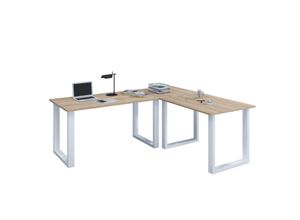 4051814397868 - Holz Schreibtisch Eckschreibtisch schlicht 220x160 L Form links oder rechts Arbeitstisch Platte 80 cm tief Computertisch Büromöbel - Lona U