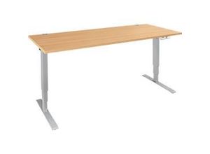 4251898809039 - Genius Schreibtisch AERO FLEX elektrisch höhenverstellbar Rechteck C-Fuß B 1600 x T 800 x H 620-1280 mm Buche weißalu