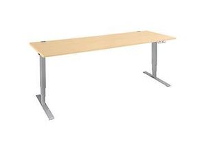 4251898809145 - Genius Schreibtisch AERO FLEX elektrisch höhenverstellbar Rechteck C-Fuß B 2000 x T 800 x H 620-1280 mm Ahorn weißalu 4251898809145 - Genius Schreibtisch AERO FLEX elektrisch höhenverstellbar Rechteck C-Fuß B 2000 x T 800 x H 620-1280 mm Ahorn weißalu