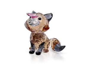 9009657012504 - Tierfigur SWAROVSKI Kristallfigur Sammelfigur Idyllia Fuchs und Schmetterling braun schwarz kristallweiß rosa Dekofiguren Ø Fuchs und Schmetterling Kristall