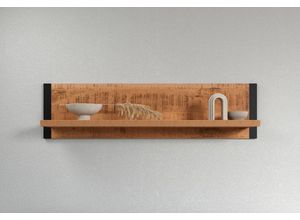 4251737678949 - Wandregal HOME AFFAIRE Elda mango schwarz B110cm H28cm T23cm Holzwerkstoff Regale Wandboard für Dein Wohnzimmer oder Flur – (B T H) 110 23 28 cm
