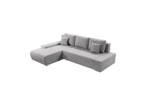 4262437180021 - Sofa Iseo L Form mit Schlaffunktion - Stoff Couch für Wohnzimmer - modern & bequem - Grau