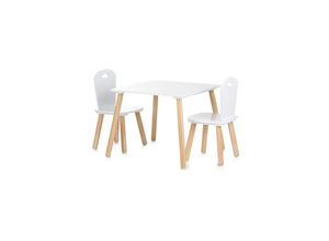 3800931062200 - Kinder Tischset Holztisch 2 Holzstühle Kindersitzgruppe 3-teilig weiß