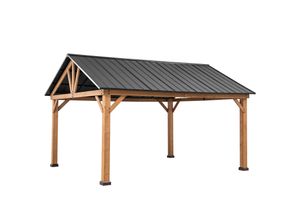 4262376580326 - Sunjoy Pavillon Zedernholz Gazebo REBRA - 404cm x 465cm anthrazit