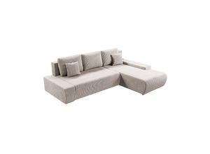4262437182209 - Sofa Iseo Rechts mit Schlaffunktion - Stoff Couch L Form für Wohnzimmer - Beige