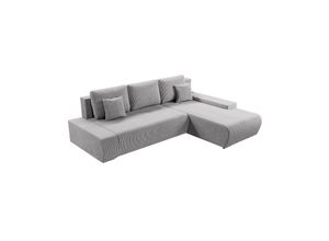 4262437182216 - Sofa Iseo Rechts mit Schlaffunktion - Stoff Couch L Form für Wohnzimmer - Hellgrau