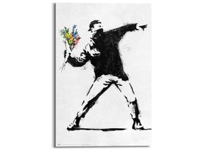 8714597656411 - Deco-Panel REINDERS Banksy - flower bomber schwarz (farbe bild(er) schwarz) B60cm H90cm T2cm Holzwerkstoff Bilder