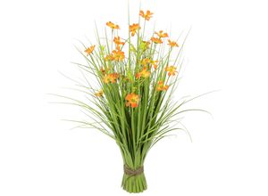 4019844777487 - Kunstgras IGEA Mit Cosmeablüten orange (orange muttertag ostern valentinstag vatertag) B32cm H68cm L32cm Obermaterial 90% Kunststoff 10% Polyester Kunstpflanzen Grasbusch künstlich Dekogras
