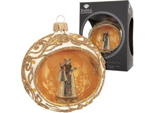 0024762242171 - Christbaumschmuck KREBS GLAS LAUSCHA Reflexkugel mit schwarzer Madonna gold B11cm H15cm T11cm Glas Weihnachtsbaumschmuck Christbaumschmuck aus Glas mundgeblasen handgefertigt Baumkugel
