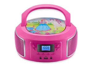 4260716010557 - tragbarer CD-Player Kinder CD-Player AUX-IN USB-Anschluss CD MP3-Radio Kinder Radio CD-Radio Stereoanlage Boombox Pink - Pink