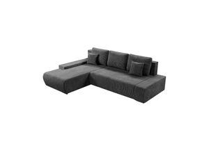 4262437182193 - Sofa Iseo Links mit Schlaffunktion - Stoff Couch L Form für Wohnzimmer - Dunkelgrau