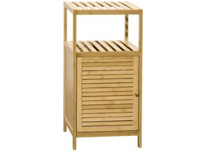 4255633543233 - Badezimmerschrank Badschrank mit offenem Fach Beistellschrank mit Kippschutz Aufbewahrungsschrank für Badezimmer Bambus Natur 33 x 355 x 67 cm
