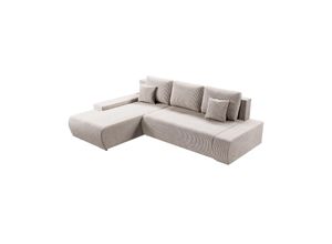 4262437180014 - Sofa Iseo L Form mit Schlaffunktion - Stoff Couch für Wohnzimmer - modern & bequem - Beige