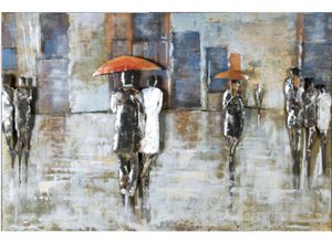 4009079384994 - Metallbild GILDE GALLERY Kunstobjekt Rainy Day bunt Bilder B H T 120cm x 80cm x 50cm Menschen Metall B120cm H80cm T50cm