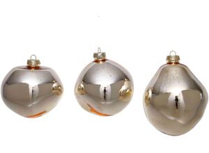4255572244000 - Weihnachtsbaumkugel Birdelle glänzend Weihnachtsdeko Christbaumschmuck Christbaumkugeln beige (champagnerfarben) Ø10cm Glas Weihnachtsbaumkugeln Weihnachtsbaumkugeln Baumkugeln in organischer Form Ø 10 cm organische Kugeln aus Glas