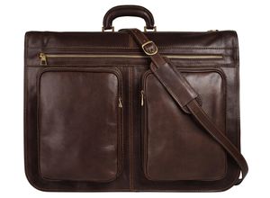 4262427393066 - Reisetasche PIKÉ Gr B H T 56cm x 47cm x 14cm onesize braun (dunkelbraun) Leder glänzend Taschen echt Leder Made in Italy