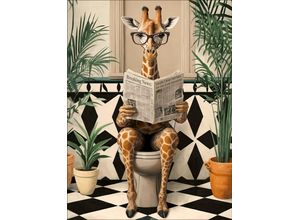 4019449525810 - Glasbild LUSTIGE GIRAFFE