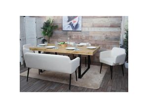 4057651315140 - Esszimmer-Set MCW-L13 4er-Set Stuhl+Sitzbank Esszimmergruppe Sitzgruppe Esszimmergarnitur Stoff Textil ~ creme-weiß