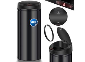4260486783200 - Automatik Sensor Mülleimer Abfalleimer Abfall edelstahl Papierkorb 40 Liter schwarz - Schwarz - Kesser