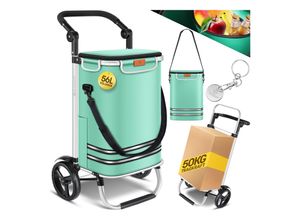 4255598324526 - KESSER® Einkaufstrolley klappbar mit 56L Kapazität und belastbar bis 50kg 3in1 Trolley Sackkarre & Umhängetasche Faltbarer Einkaufswagen inkl Kühlfach & Einkaufschip Treppensteiger