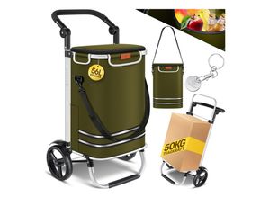 4255598327916 - KESSER® Einkaufstrolley klappbar mit 56L Kapazität und belastbar bis 50kg 3in1 Trolley Sackkarre & Umhängetasche Faltbarer Einkaufswagen inkl Kühlfach & Einkaufschip Treppensteiger