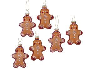 4066076699896 - Christbaumschmuck Weihnachtsanhänger Gingy rot (rot braun) LEGER HOME BY LENA GERCKE Weihnachtsbaumschmuck Weihnachtlicher Lebkuchenmann 6er-Set Weihnachtsdeko