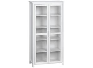 4255633504074 - Küchenschrank Hochschrank Küchenbuffet mit 2 Glastüren Kippschutz Weiß