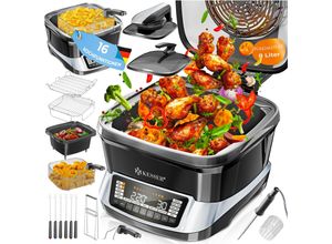 4255598356732 - KESSER® Multikocher Küchengerät 8L & 16 Programme - Grillen Backen Schmoren Dampfgaren mit Vorheiz- & Warmhaltefunktion Schnellkochkopf Heißluftfritteuse Reiskocher Slow Cooker Joghurtbereiter