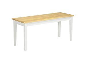 4255633566430 - Homcom - Sitzbank 2-Sitzer Essbank Holzbank Küchenbank Wohnzimmerbank für Küche Eingang bis 220 kg belastbar Kiefernholz Natur+Weiß 102 x 36 x