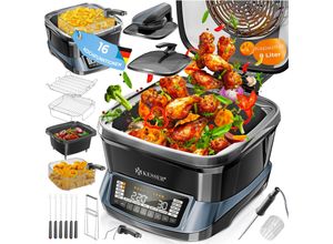 4255598356701 - KESSER® Multikocher Küchengerät 8L & 16 Programme - Grillen Backen Schmoren Dampfgaren mit Vorheiz- & Warmhaltefunktion Schnellkochkopf Heißluftfritteuse Reiskocher Slow Cooker Joghurtbereiter