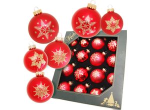 0024762112559 - Weihnachtsbaumkugel KREBS GLAS LAUSCHA Schneeflocke rot Weihnachtsbaumkugeln rot Weihnachtskugeln Weihnachtsdeko Christbaumschmuck Christbaumkugeln aus Glas