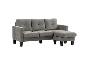 4255826838900 - Ecksofa Stoff in Chenille-Optik Stahl