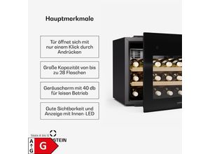 4060656531514 - Rhone 28 Uno Weinkühlschrank 28 Flaschen LED-Steuerung Push-to-Open leise Schwarz 28 Flaschen 1 Kühlzone