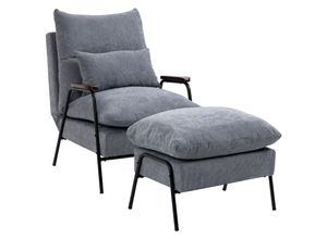 4255633569325 - Relaxsessel mit Hocker Kord Schaumstoff