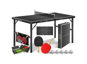4255598361316 - KESSER® Mini Tischtennisplatte kompakt – faltbar & platzsparend mit Netz 2 Schlägern & 5 Bällen – ideal für Indoor & Outdoor Spielspaß