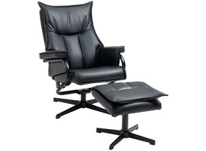 4255633528322 - Relaxsessel mit Liegefunktion und Hocker schwarz (Farbe schwarz)