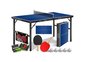 4255598361347 - KESSER® Mini Tischtennisplatte kompakt – faltbar & platzsparend mit Netz 2 Schlägern & 5 Bällen – ideal für Indoor & Outdoor Spielspaß