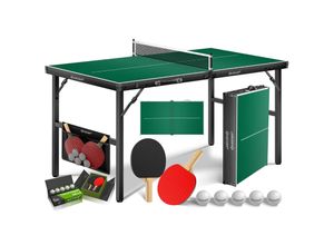 4255598361330 - KESSER® Mini Tischtennisplatte kompakt – faltbar & platzsparend mit Netz 2 Schlägern & 5 Bällen – ideal für Indoor & Outdoor Spielspaß