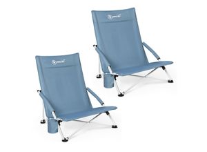 4250902905767 - HOMECALL Klappstuhl Strandstuhl leicht Campingstuhl(2 st) mit Getränkehalter bis 120 kg