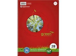 9002244569801 -  Collegeblock 608590028 Green Baum Lineatur 28   kariert mit Rand innen außen A4 70g rot 160 Blatt 9002244569801 Ursus